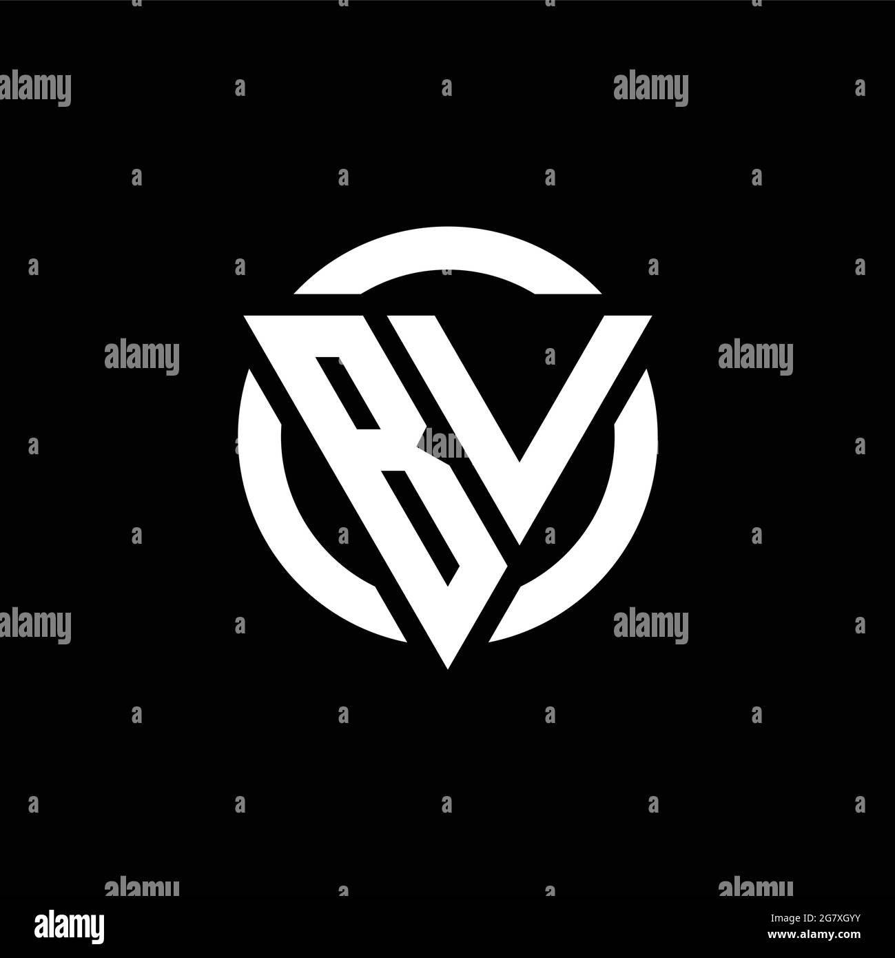 BV logo with triangle shape and circle rounded design template isolated ...