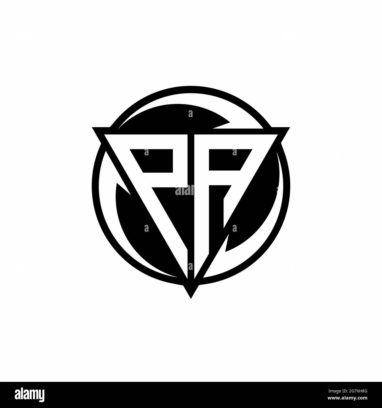 PA logo with triangle shape and circle rounded design template isolated on white background ...