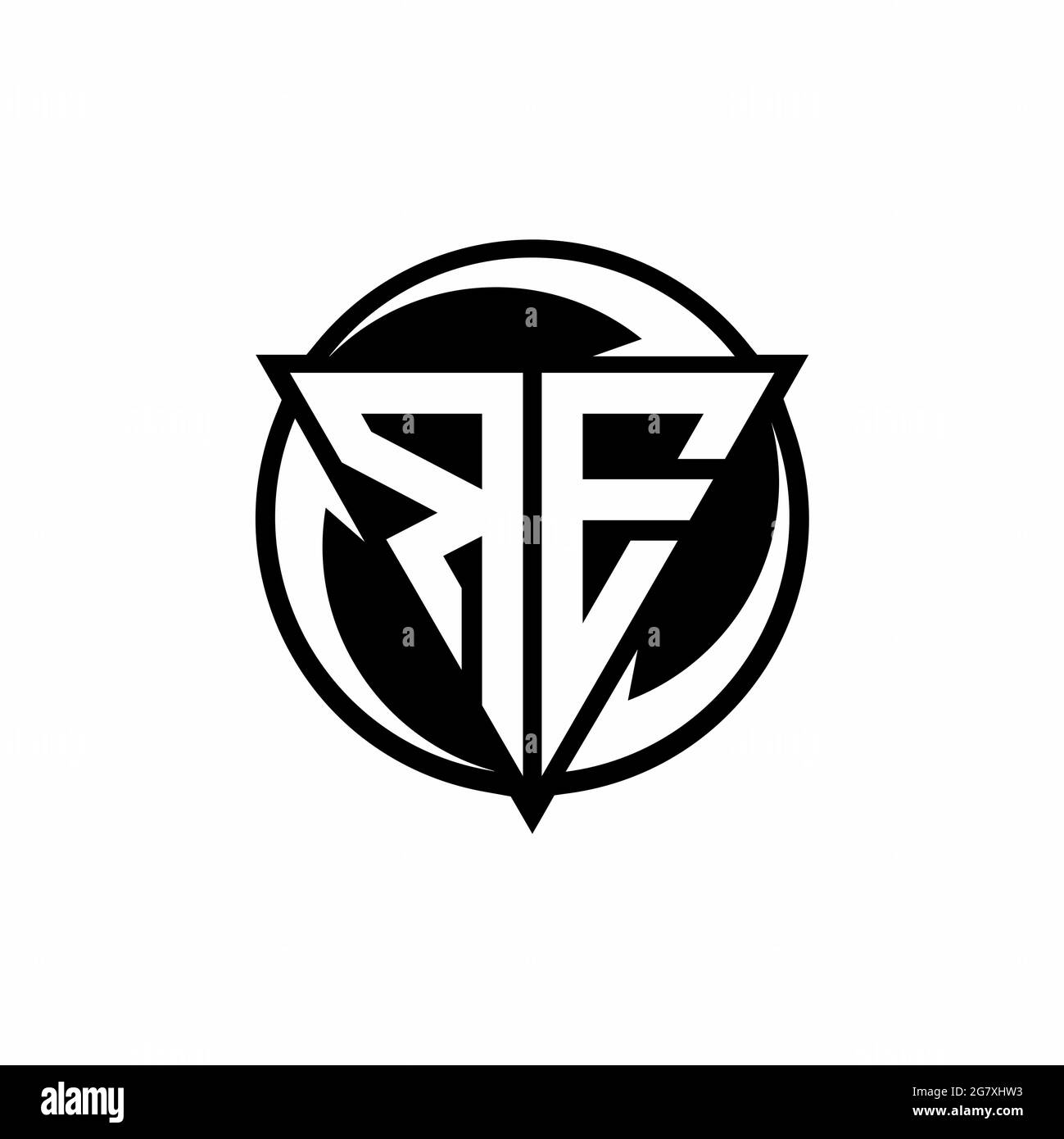 RE logo with triangle shape and circle rounded design template isolated ...