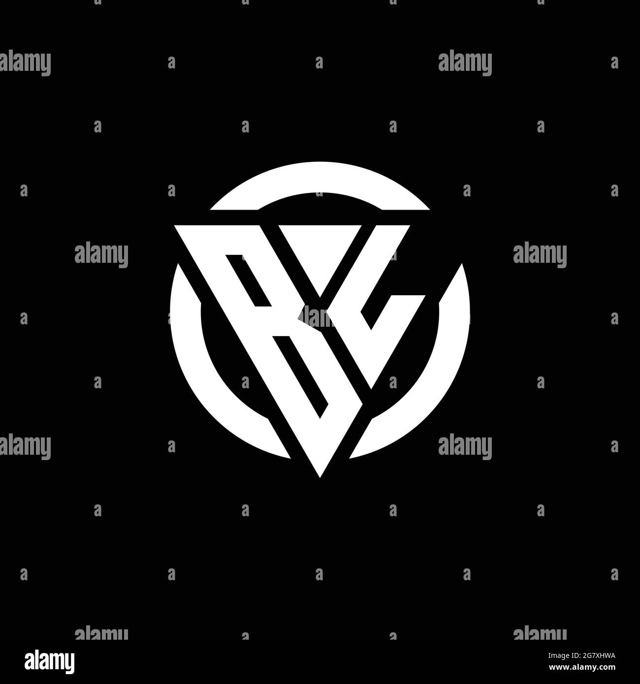 BL logo with triangle shape and circle rounded design template isolated ...