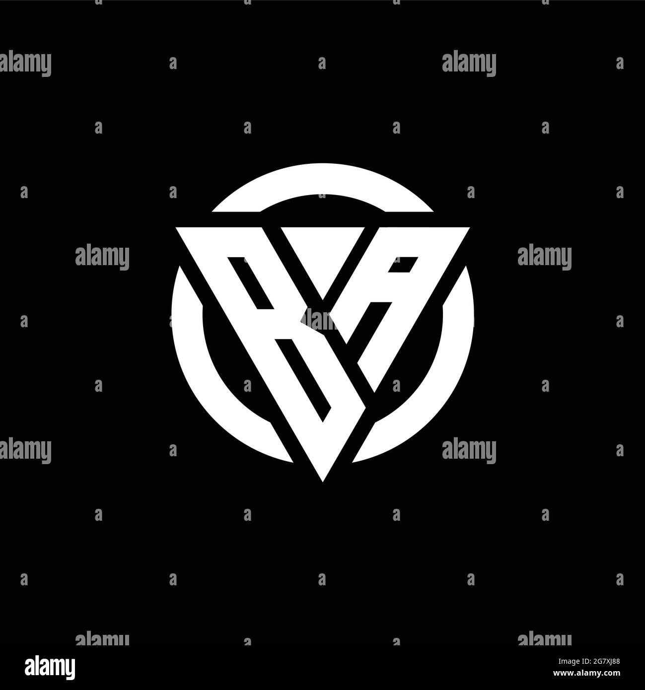 BA logo with triangle shape and circle rounded design template isolated ...