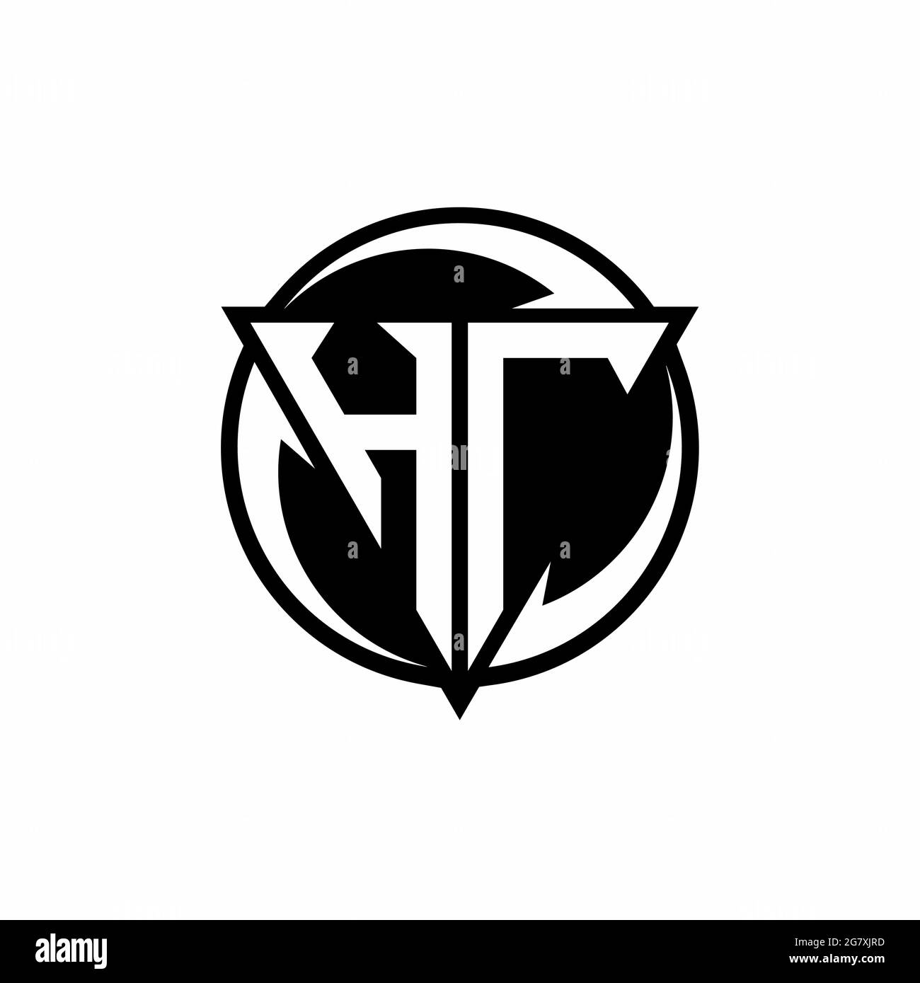 HT logo with triangle shape and circle rounded design template isolated ...