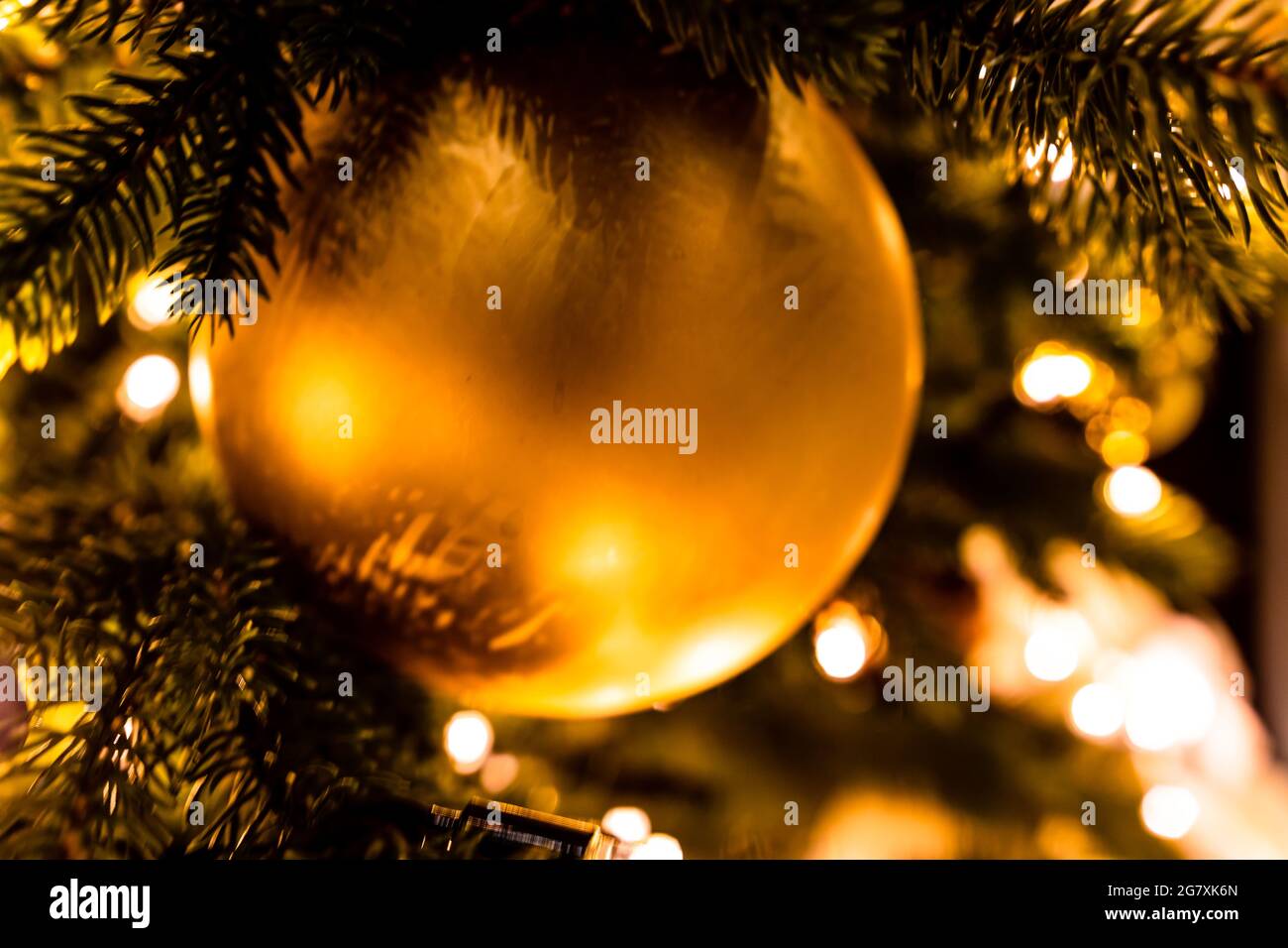 Christmas decorations against lights background Stock Photo - Alamy