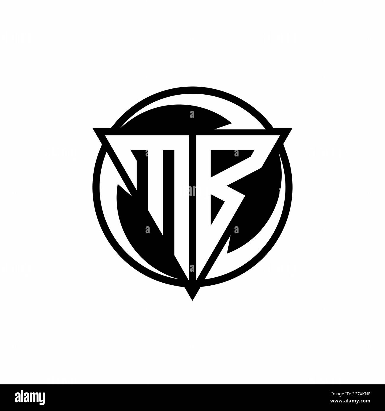MB logo with triangle shape and circle rounded design template isolated ...