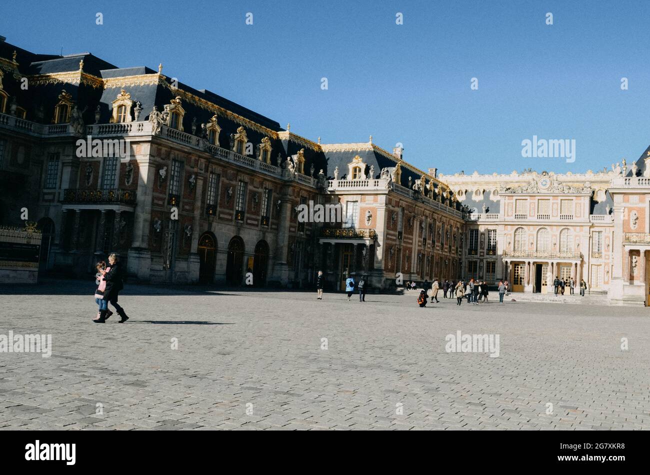 PARIS, FRANCE - Jun 24, 2020: The front yard of the Versailles Palace ...