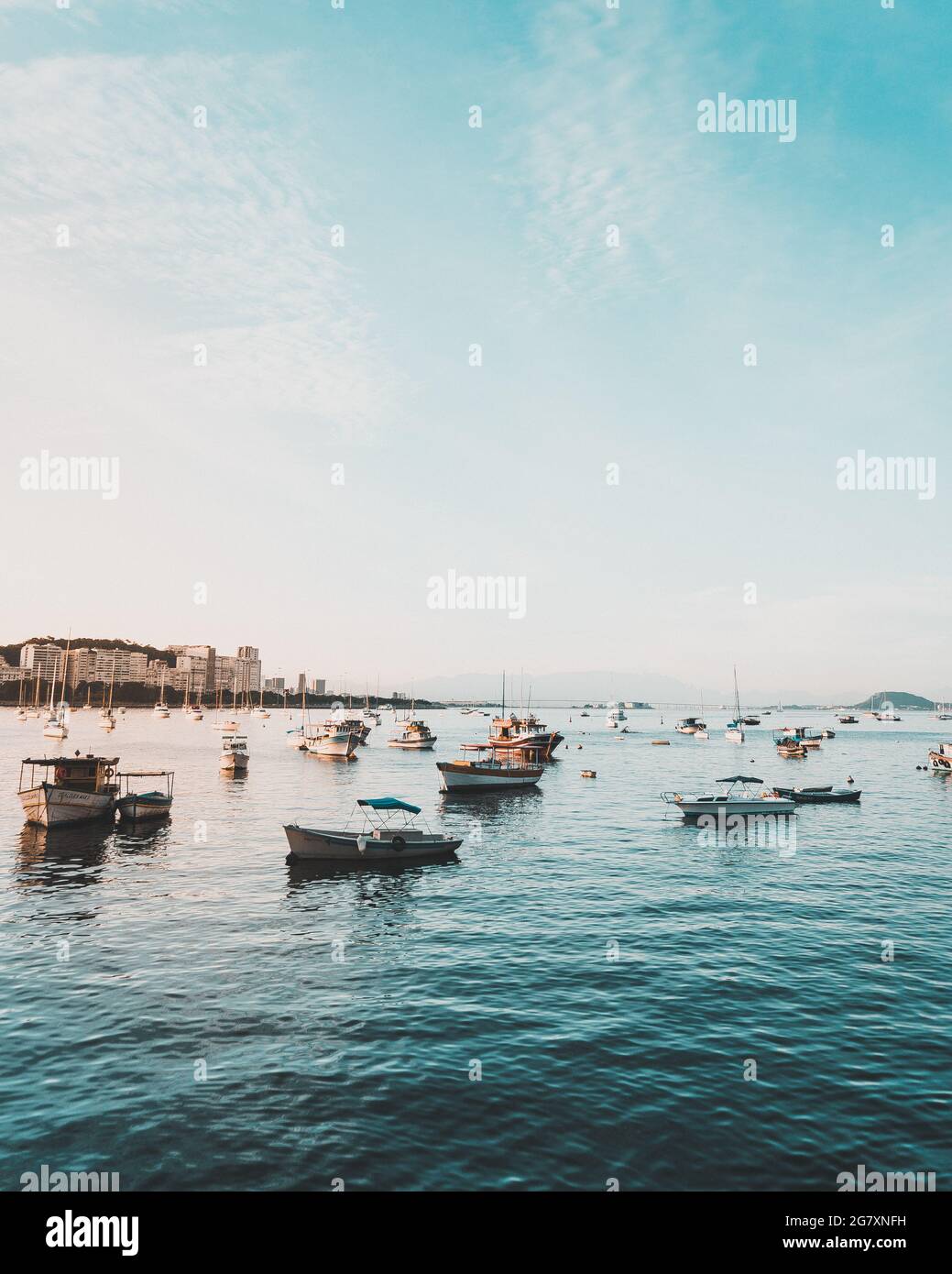 Boats floating in a sea in Rio de Janeiro Stock Photo - Alamy