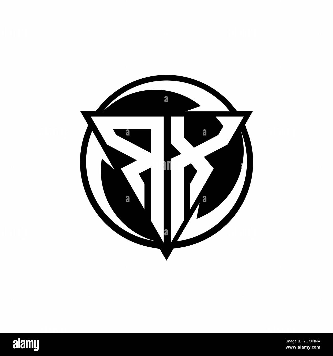 RX logo with triangle shape and circle rounded design template isolated ...