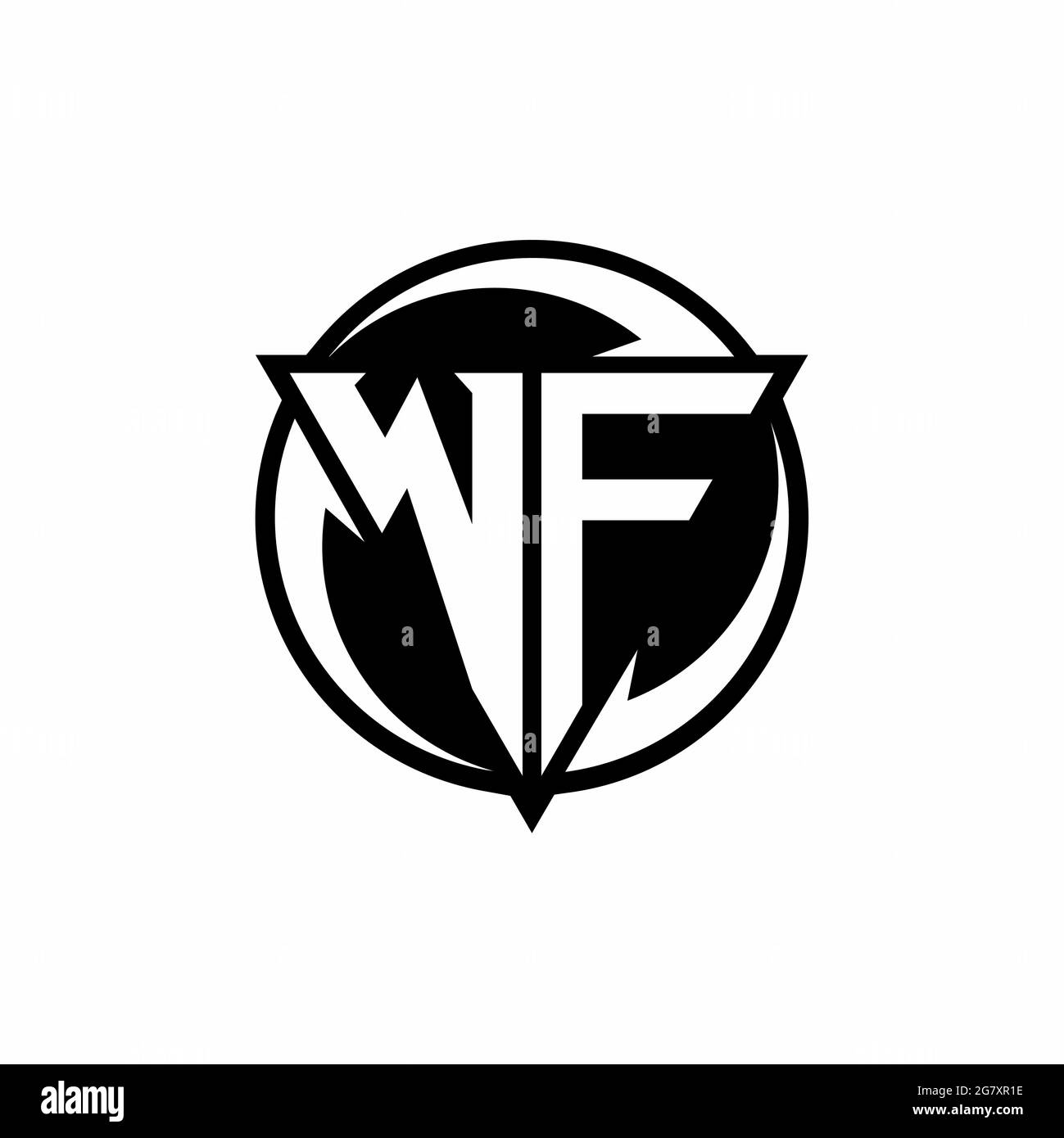 WF logo with triangle shape and circle rounded design template isolated ...