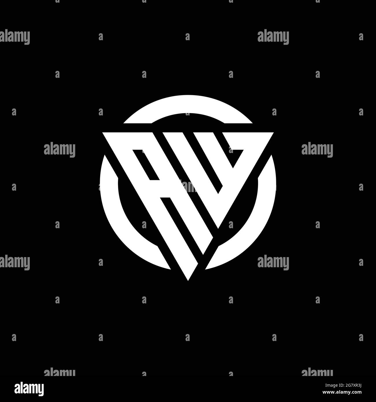 AW logo with triangle shape and circle rounded design template isolated ...