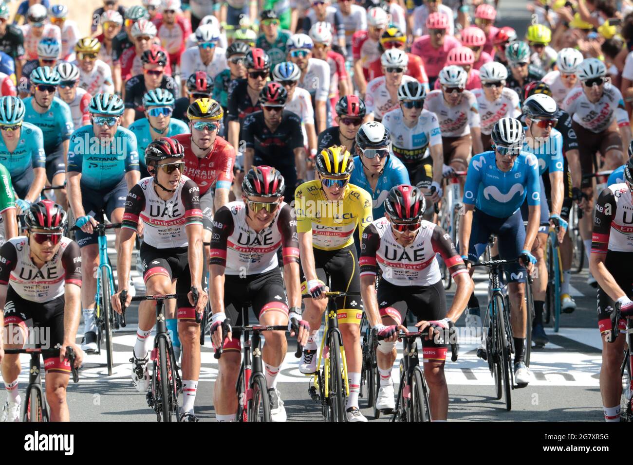 France. 16th July, 2021. UAE team bring home the yellow jersey safely ...