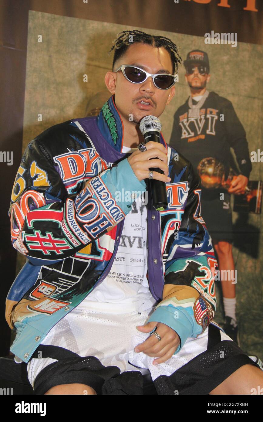 New York, NY, USA. 16th July, 2021. Tainy at the Tainy & Yandel press ...