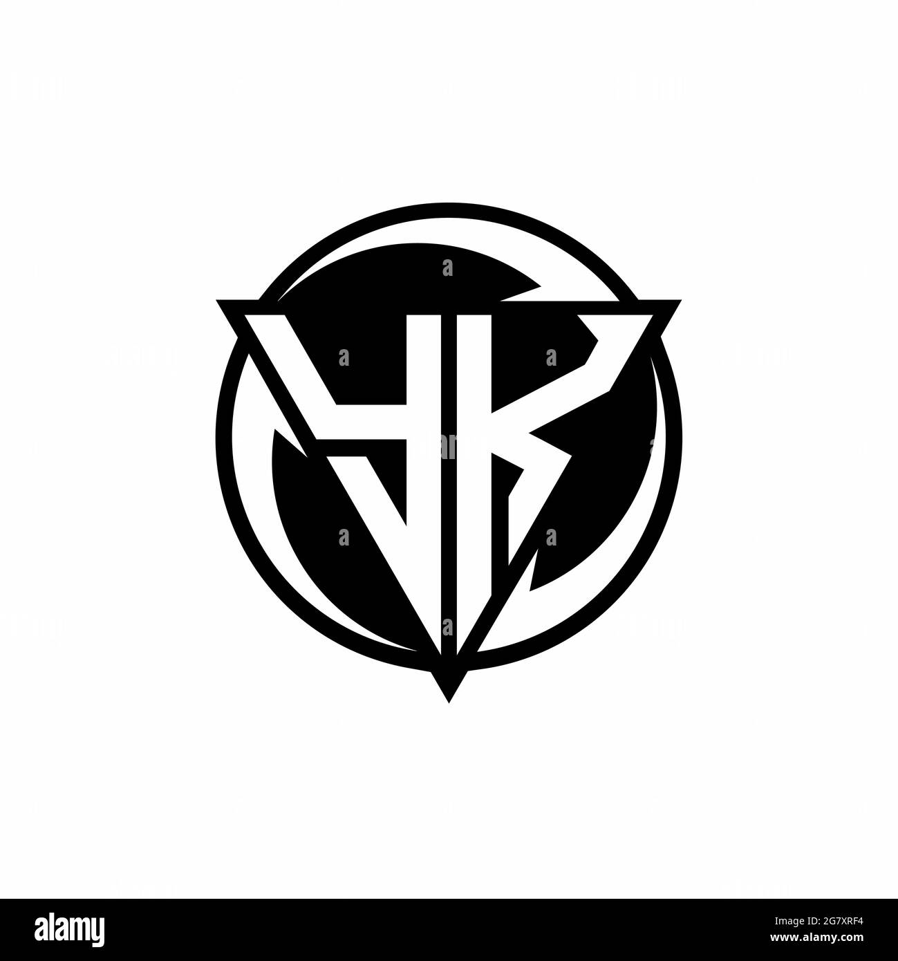 YK logo with triangle shape and circle rounded design template isolated ...