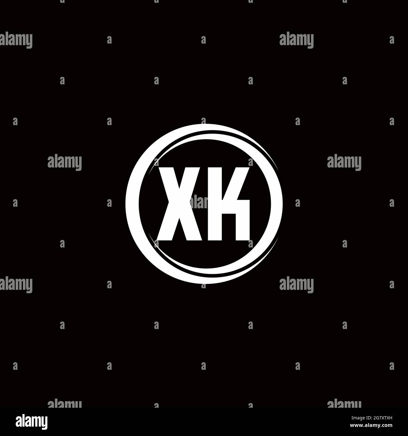 XK logo initial letter monogram with circle slice rounded design ...