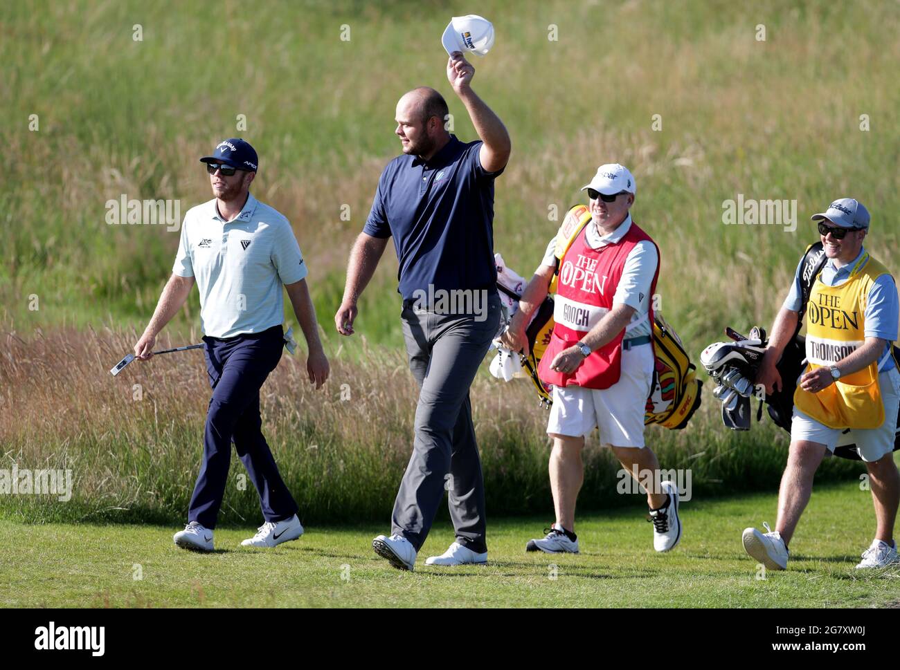 England's Jon Thomson celebrates a hole in one on the 16th green during ...