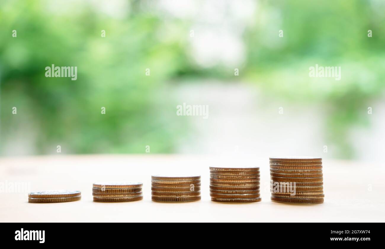 Chart of coin's Stacks Stock Photo - Alamy
