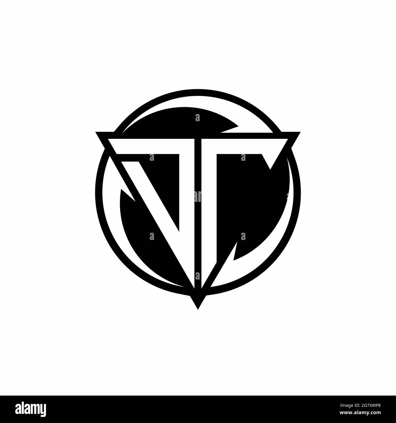 DT logo with triangle shape and circle rounded design template isolated ...