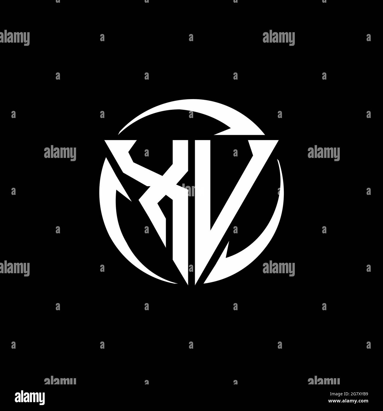 XV logo with triangle shape and circle rounded design template isolated ...