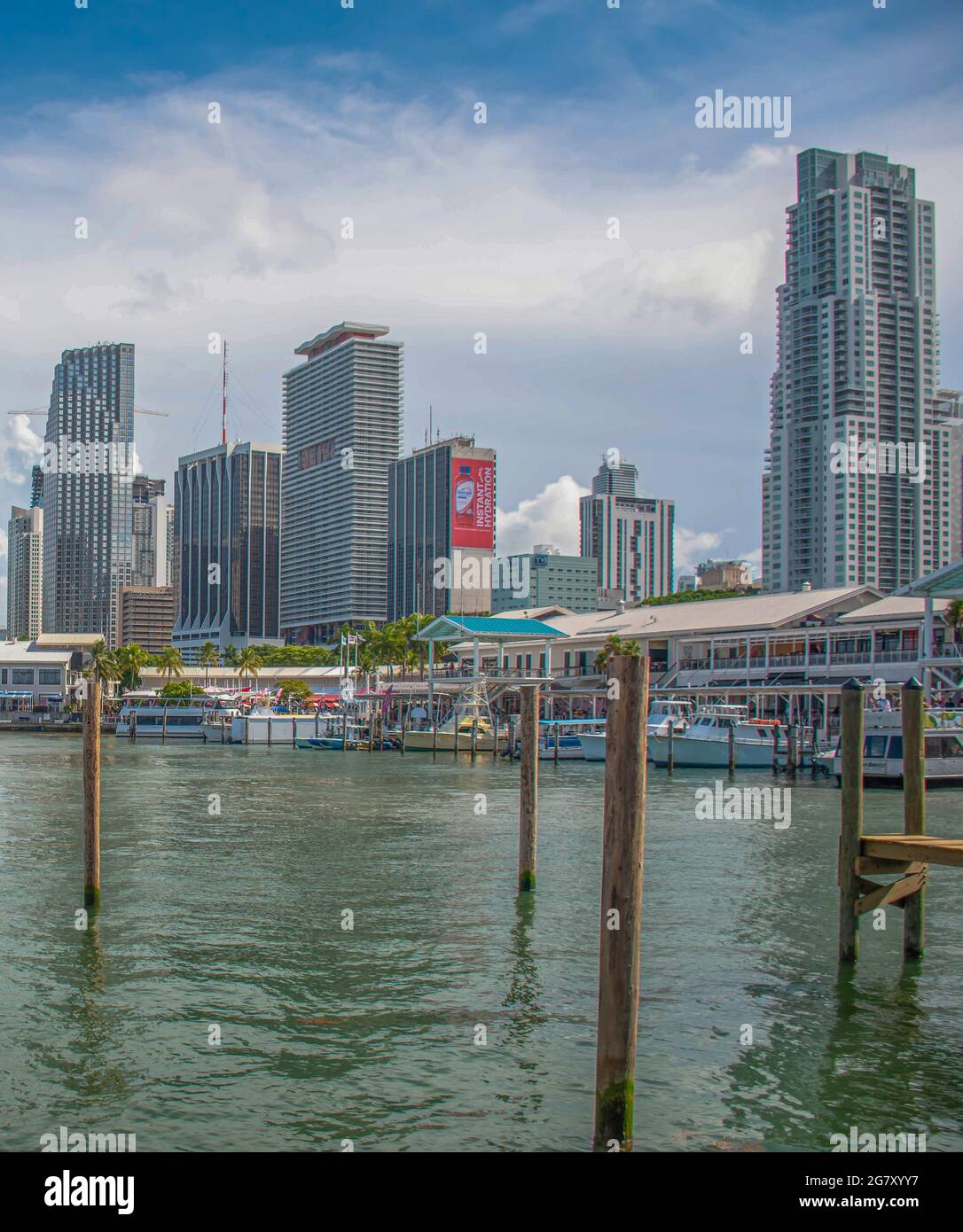 Miami , Florida. June 28, 2021. Panoramic view of Bayside Marketplace ...