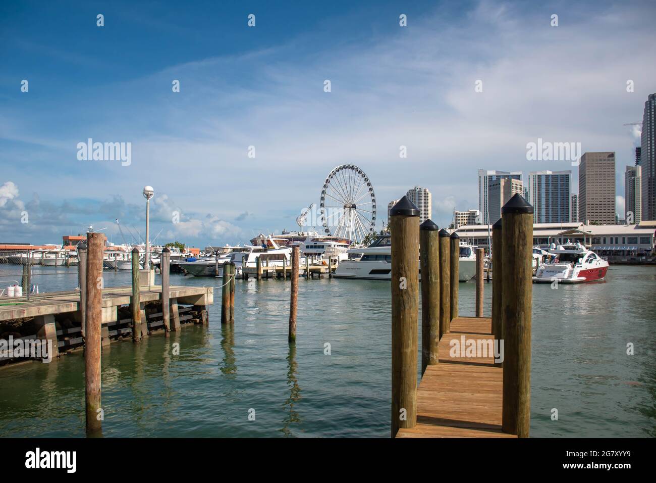 Miami , Florida. June 28, 2021. Panoramic view of Bayside Marketplace ...