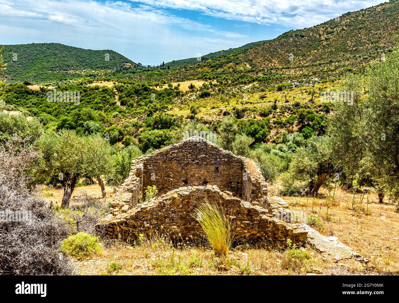 Ruins of an old building. The eastern part of Peloponnese, Greece Stock ...