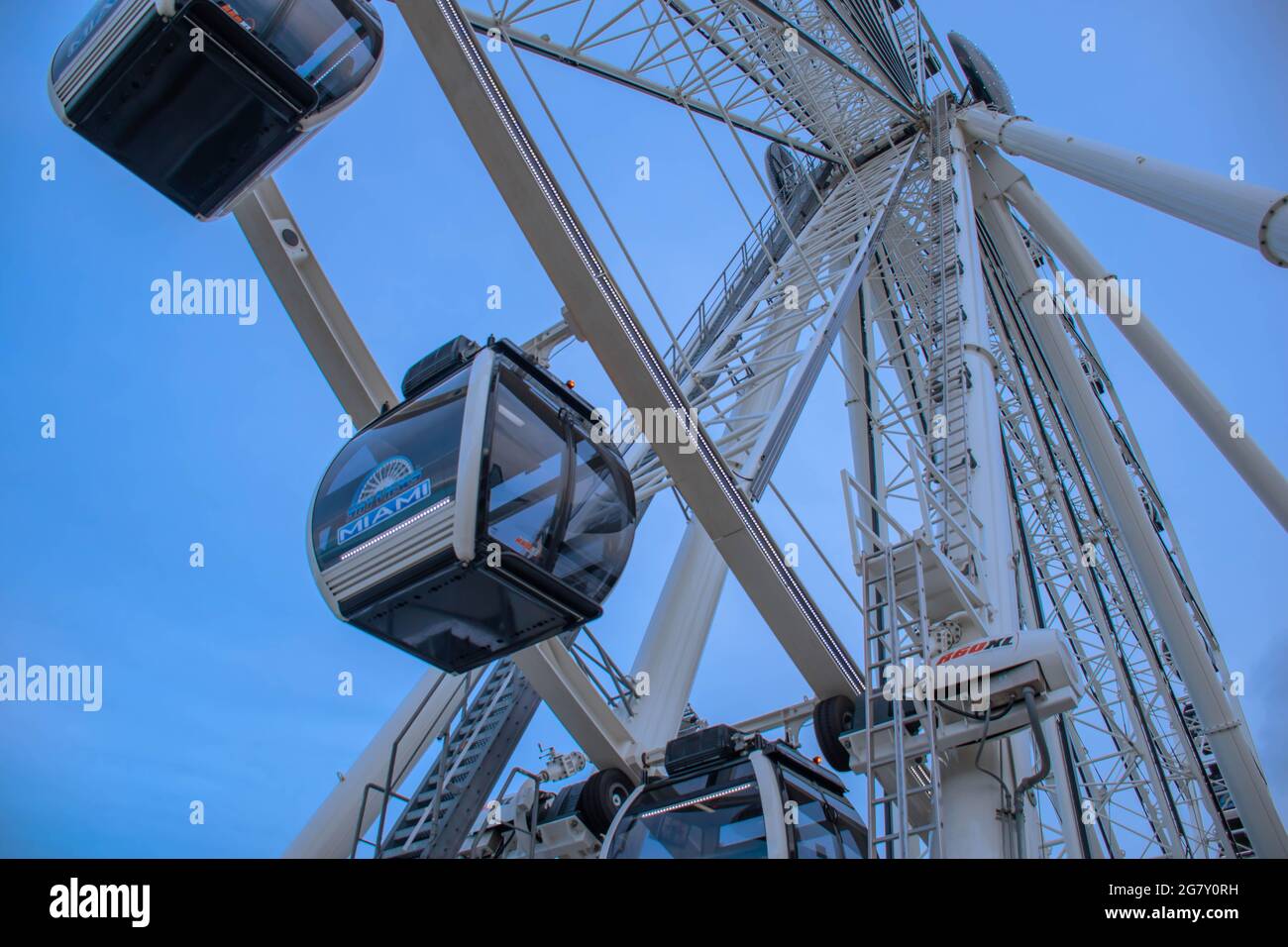 Miami , Florida. June 28, 2021. Partial view of Skyviews Miami Observation Wheel n Bayside ...