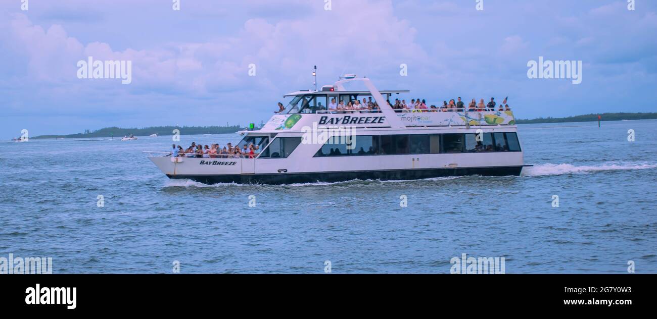 Miami , Florida. June 28, 2021. People enjoying ferryboat ride in Miami ...