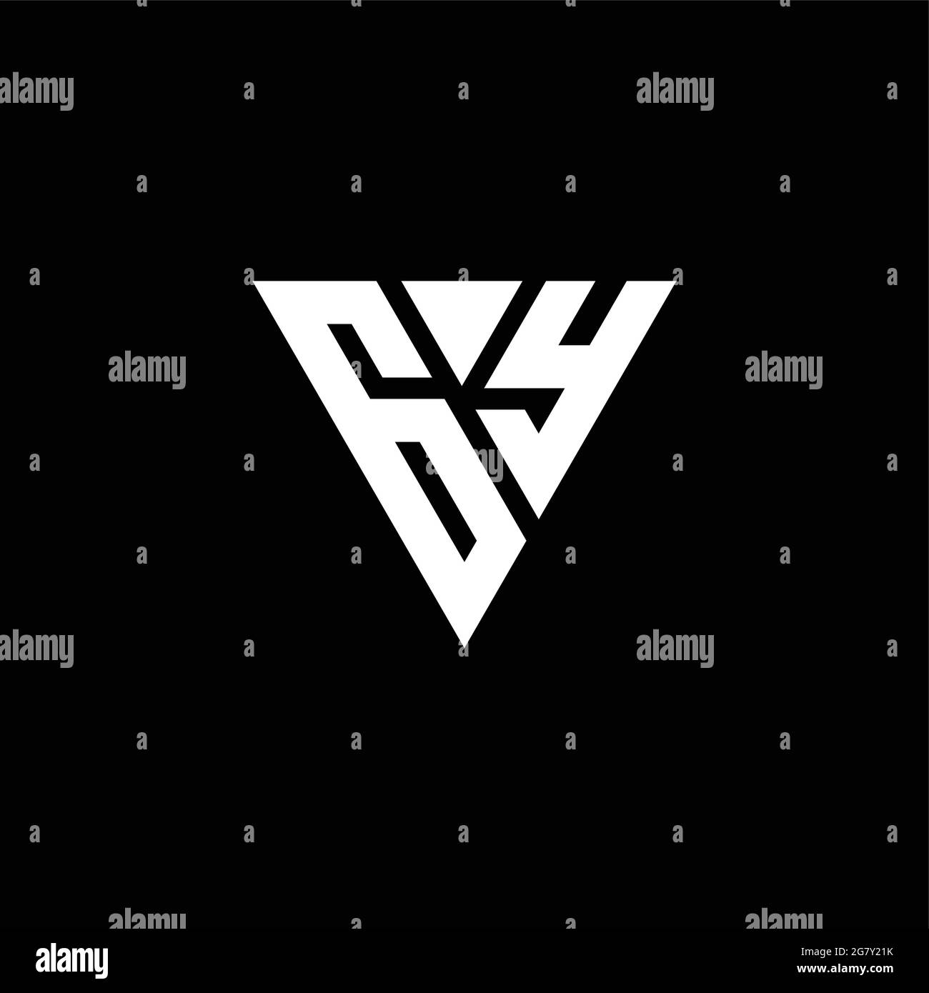 GY Logo letter monogram with triangle shape design template isolated on black background Stock ...