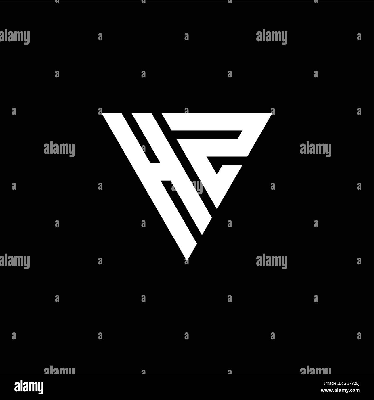 HZ Logo letter monogram with triangle shape design template isolated on black background Stock ...