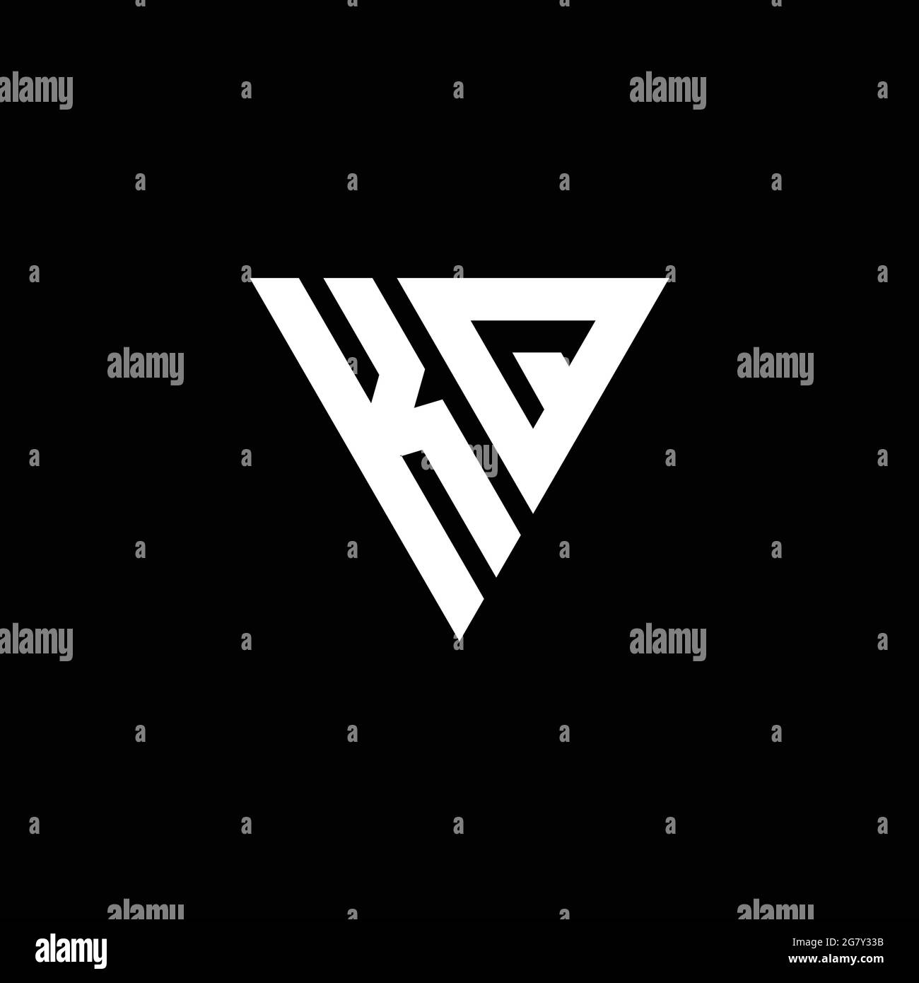 KQ Logo letter monogram with triangle shape design template isolated on black background Stock ...