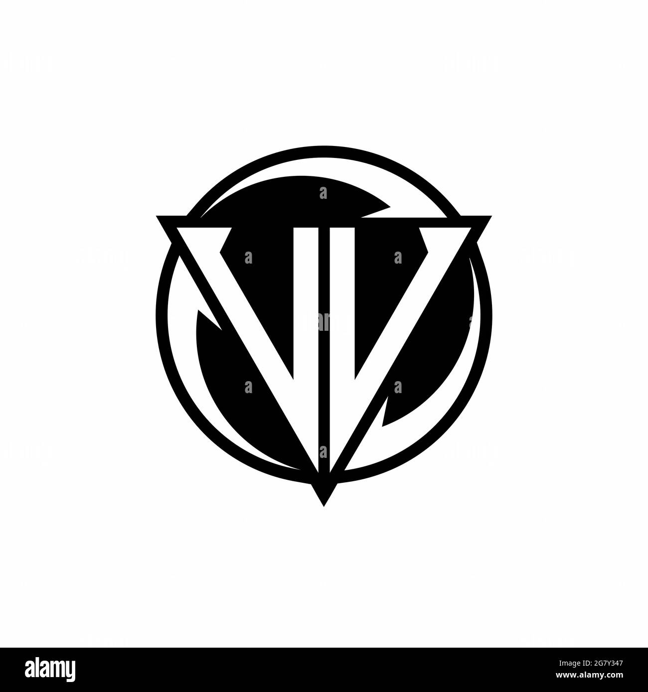 VV logo with triangle shape and circle rounded design template isolated on white background ...