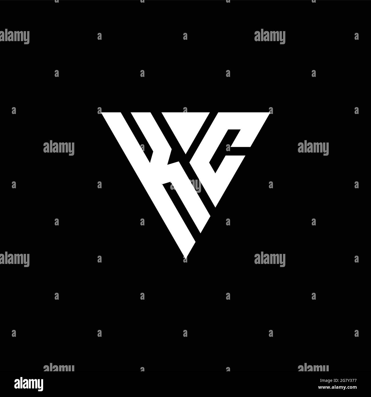 KC Logo letter monogram with triangle shape design template isolated on ...