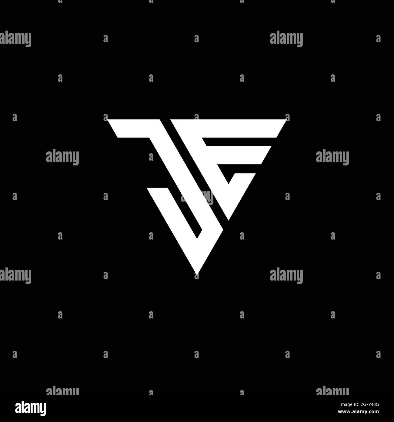 JE Logo letter monogram with triangle shape design template isolated on black background Stock ...