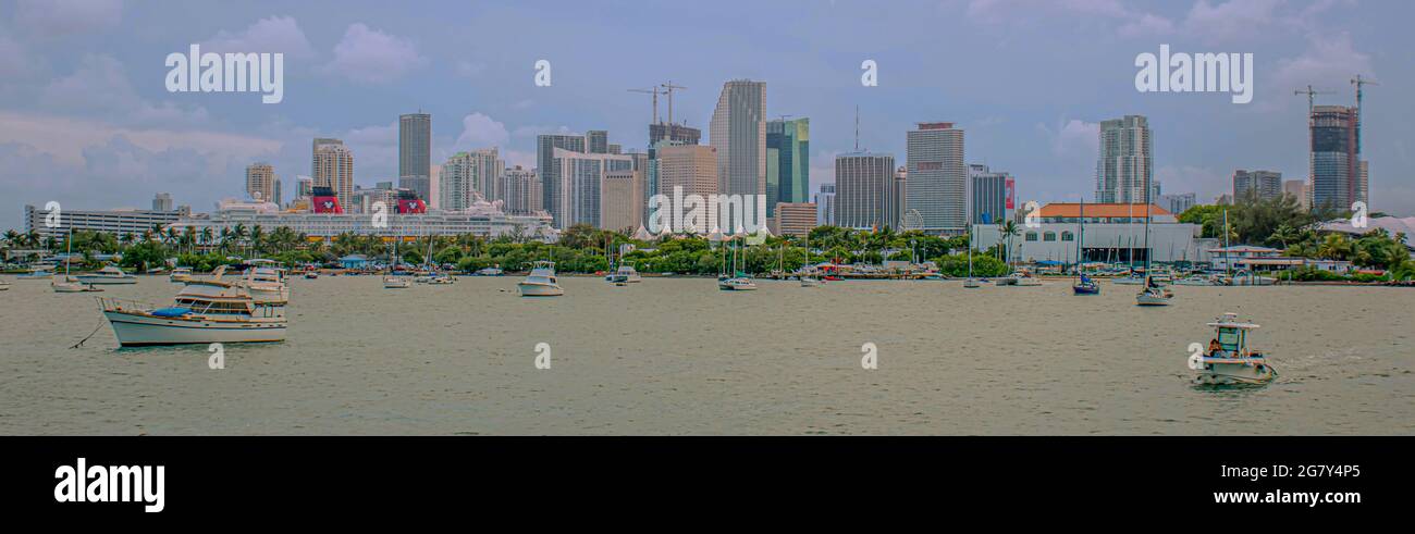 Miami, Florida. June 28, 2021. Panoramic view of Miami Downtown and ...