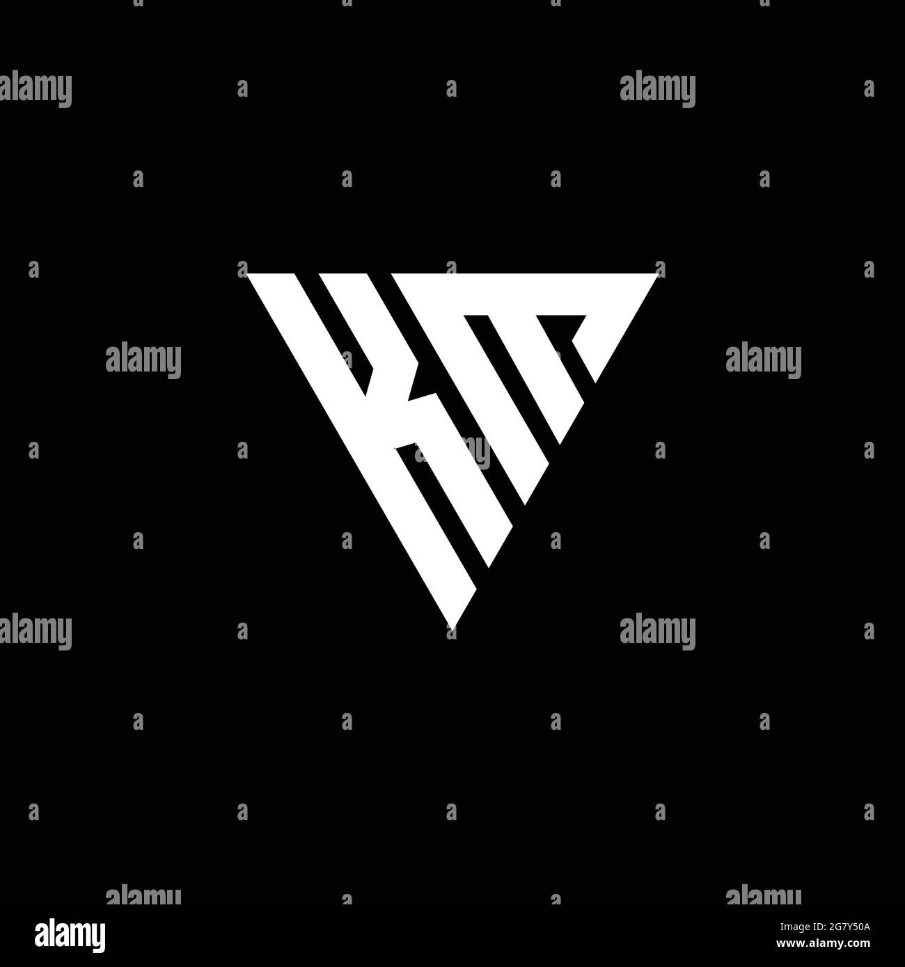 KM Logo letter monogram with triangle shape design template isolated on ...