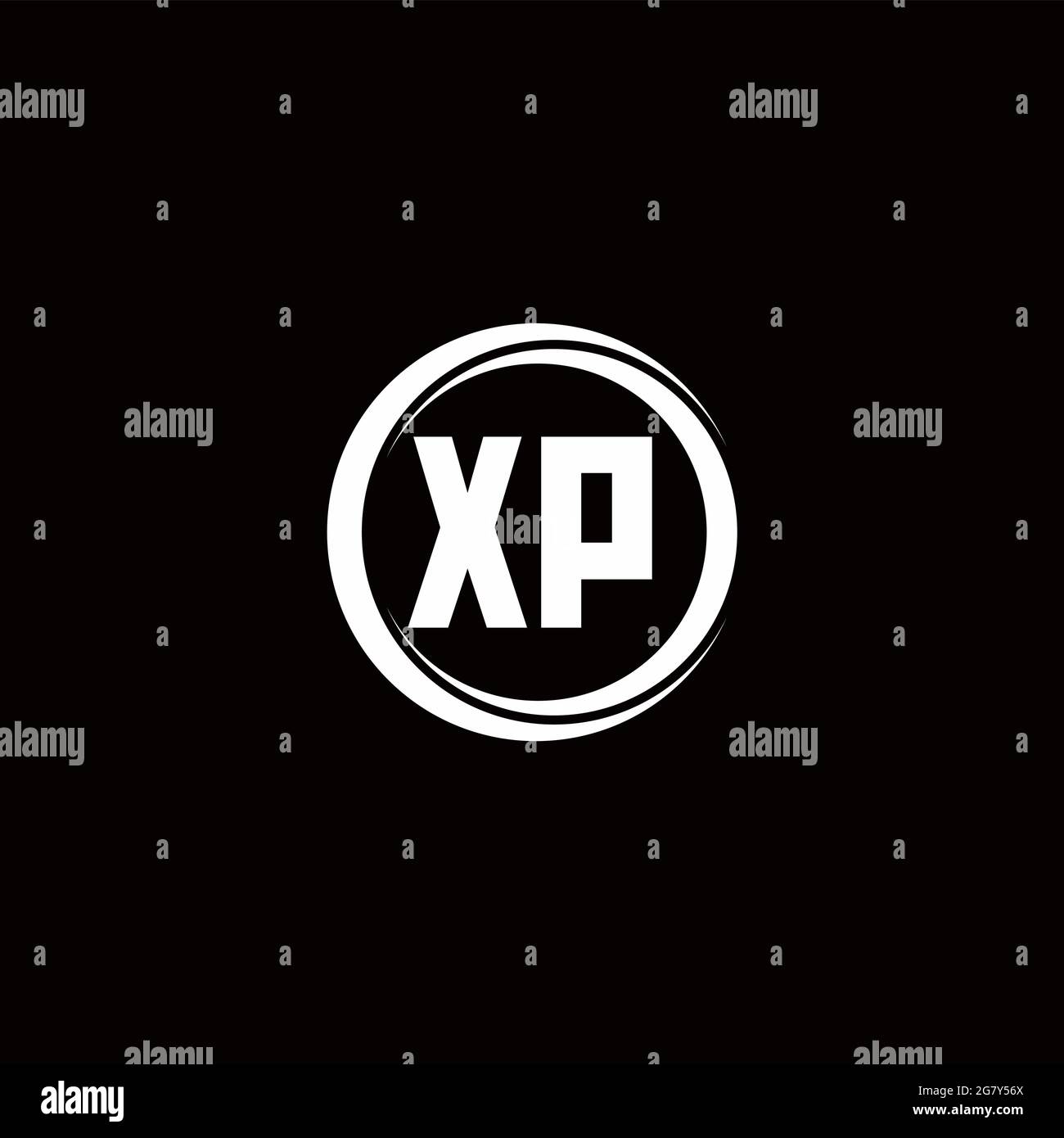 XP logo initial letter monogram with circle slice rounded design ...