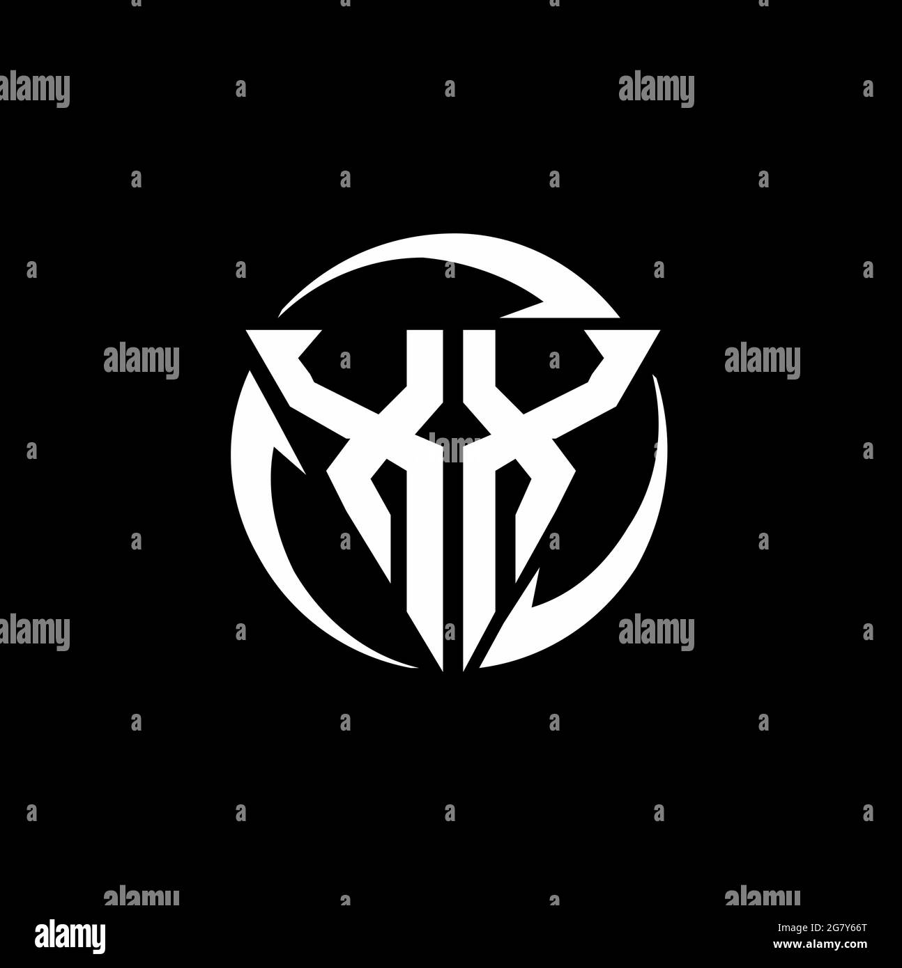 XX logo with triangle shape and circle rounded design template isolated ...