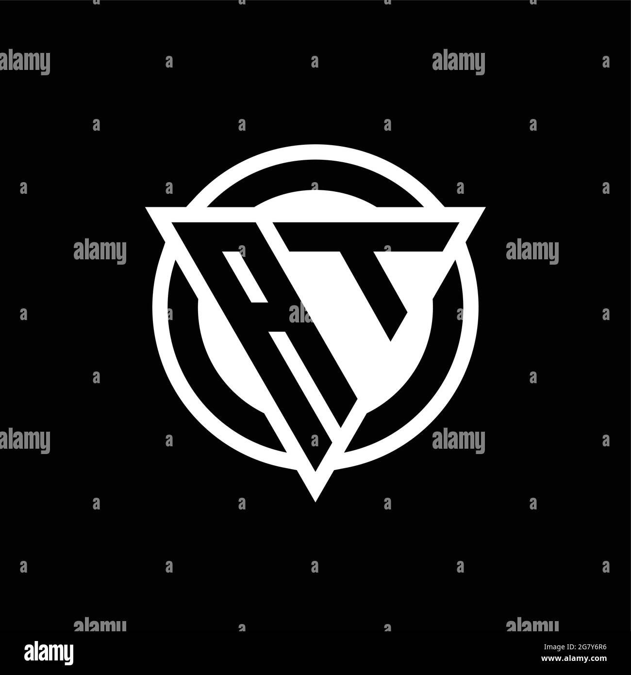 AT logo with negative space triangle shape and circle rounded design ...