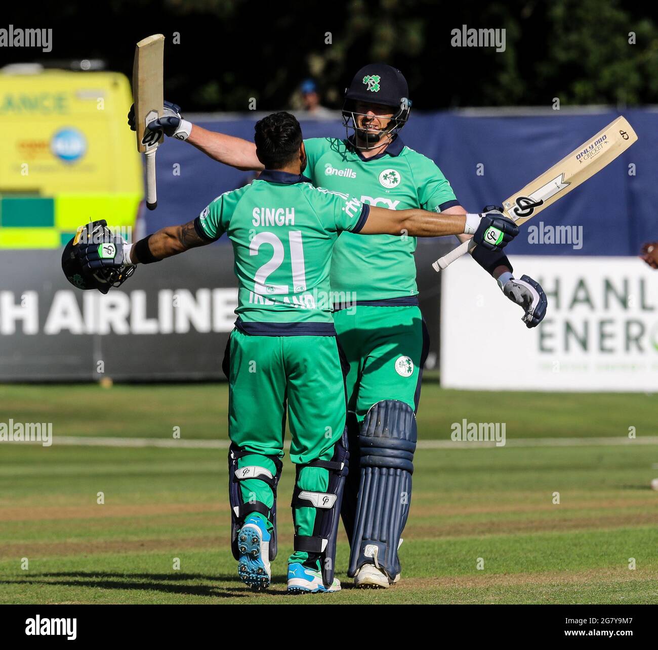 Ireland's Simi Singh celebrates with Craig Young after scoring a ...
