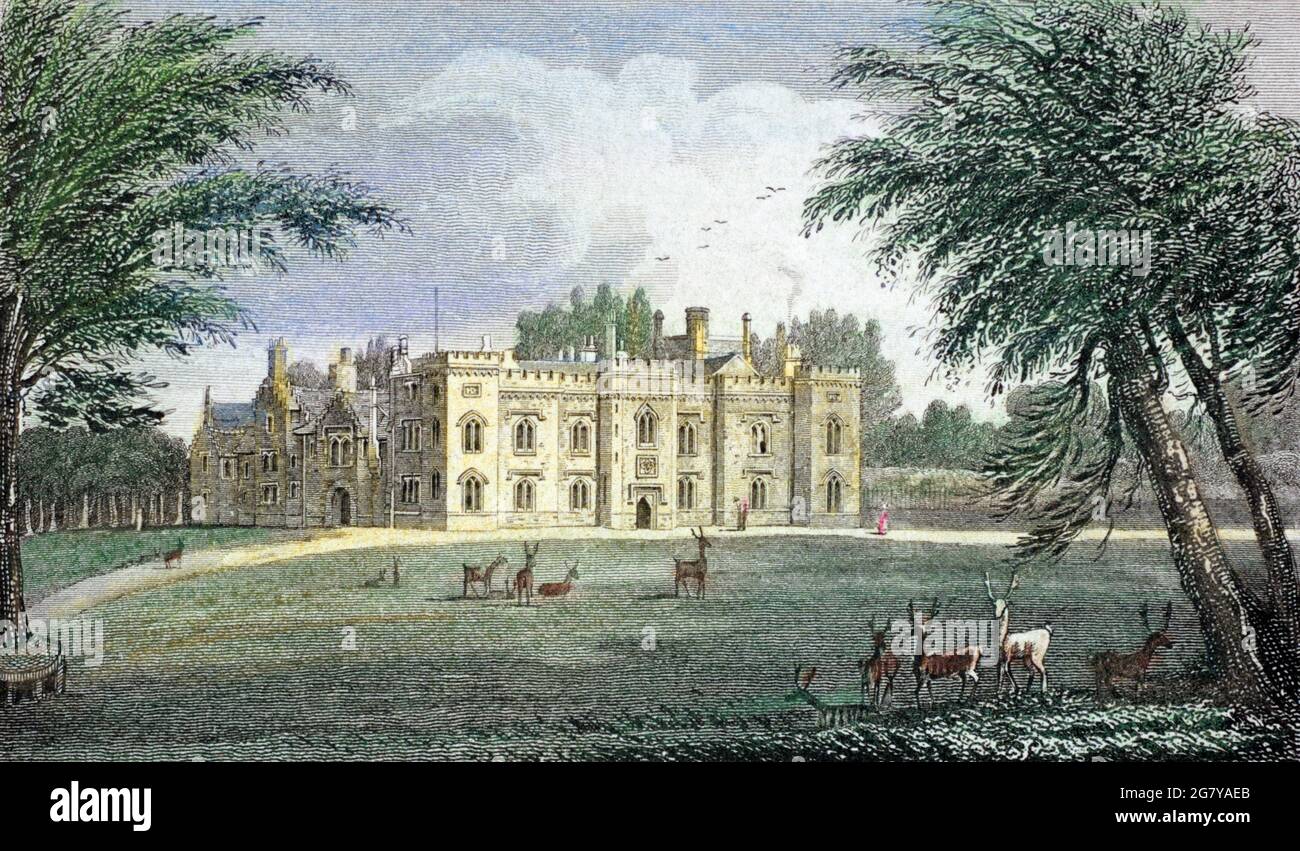 A historical view of the stately home Belhus in Essex, England, UK, the ...