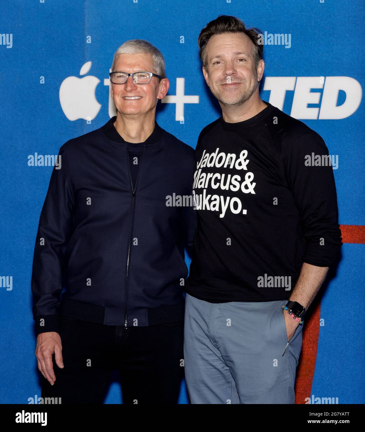 WEST HOLLYWOOD, CALIFORNIA - JULY 15, 2021: Apple CEO Tim Cook (L) and ...
