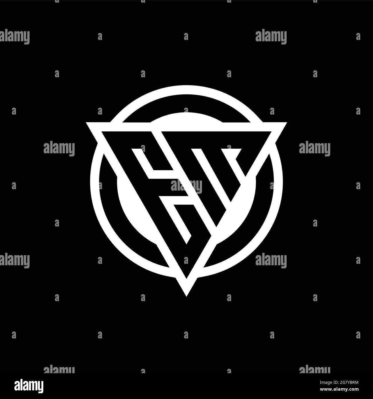 EM logo with negative space triangle shape and circle rounded design ...