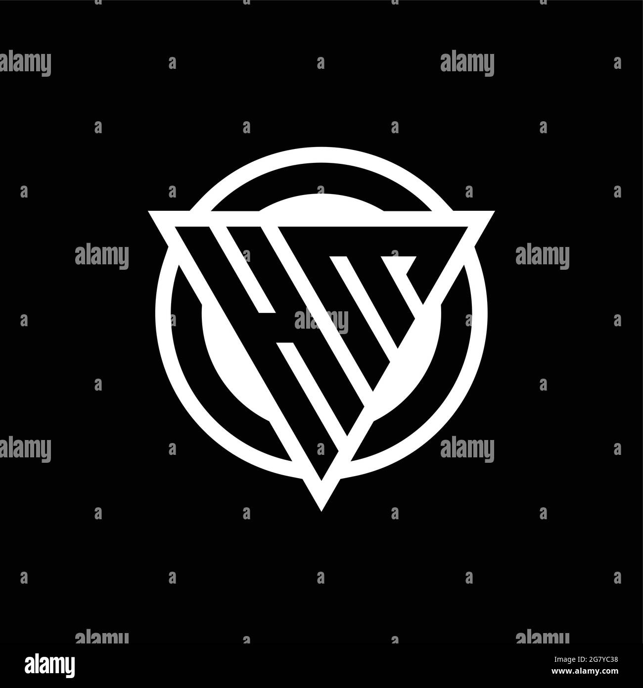 HM logo with negative space triangle shape and circle rounded design ...