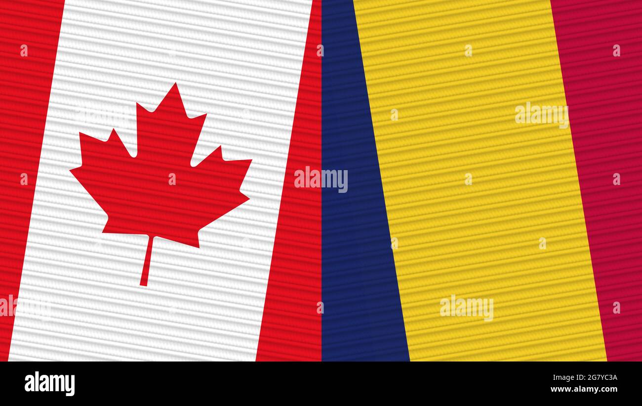 Chad and Canada Two Half Flags Together Fabric Texture Illustration ...