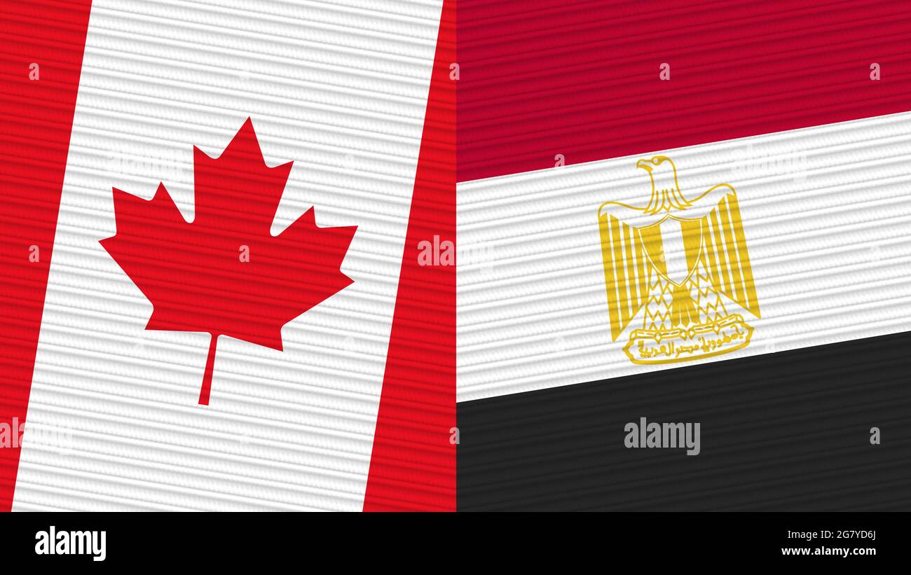 Egypt and Canada Two Half Flags Together Fabric Texture Illustration ...
