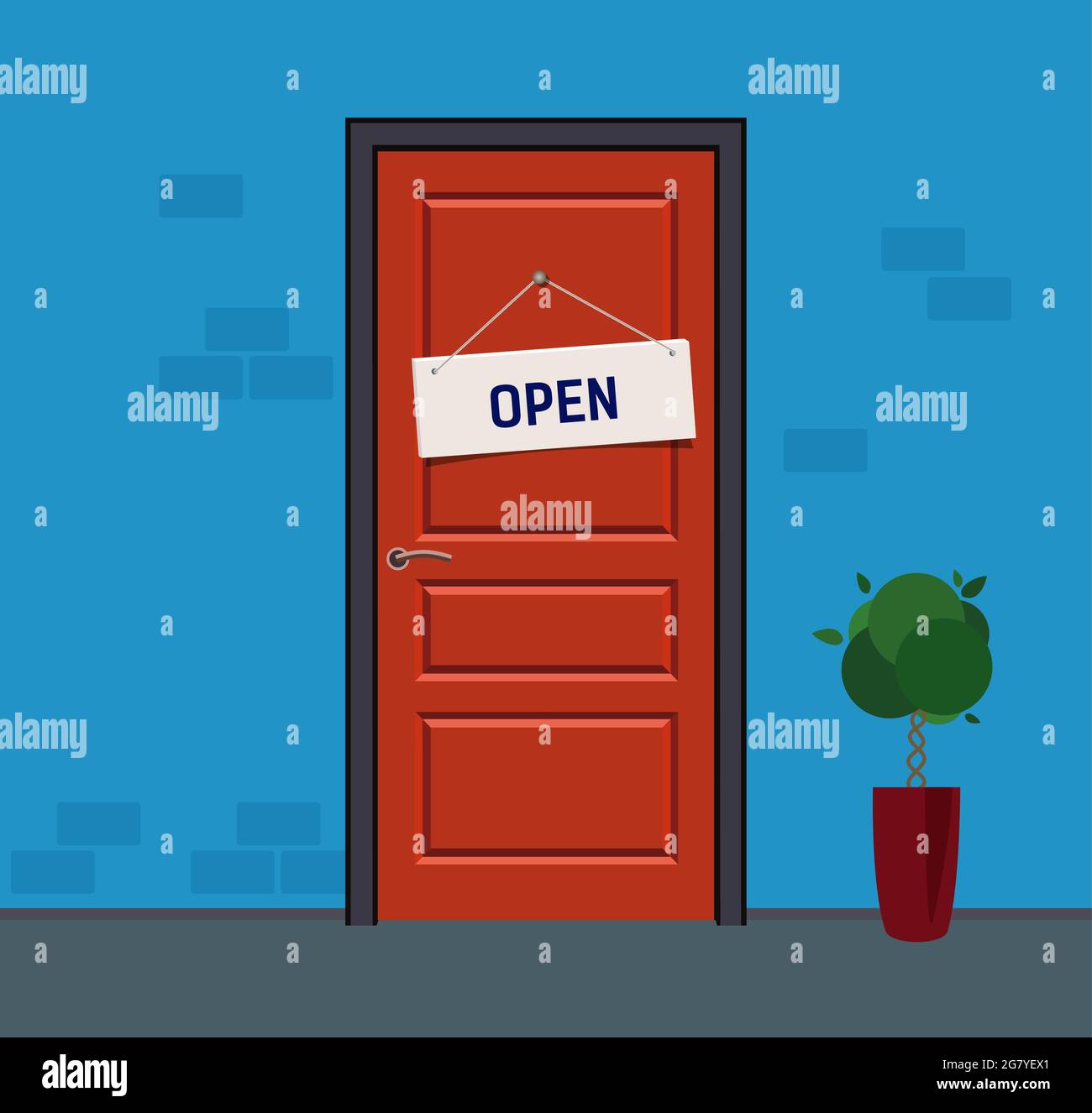 Front Door of store or office with sign open Stock Vector Image & Art ...