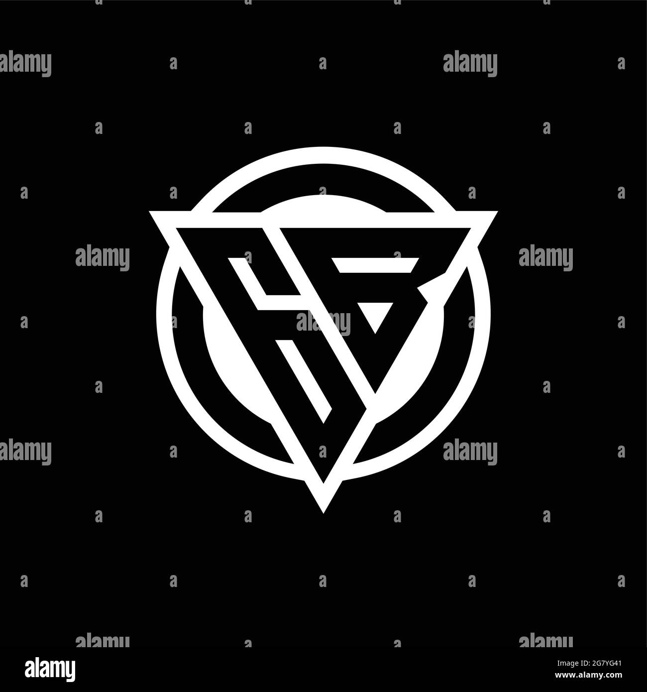 GB logo with negative space triangle shape and circle rounded design ...