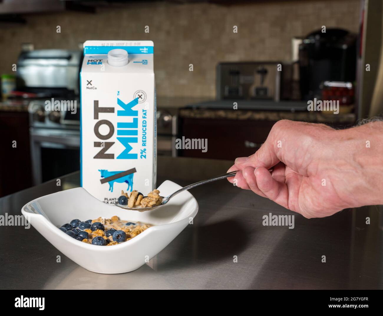 Morgantown, WV - 16 July 2021: Carton of the milk alternative NotMilk ...