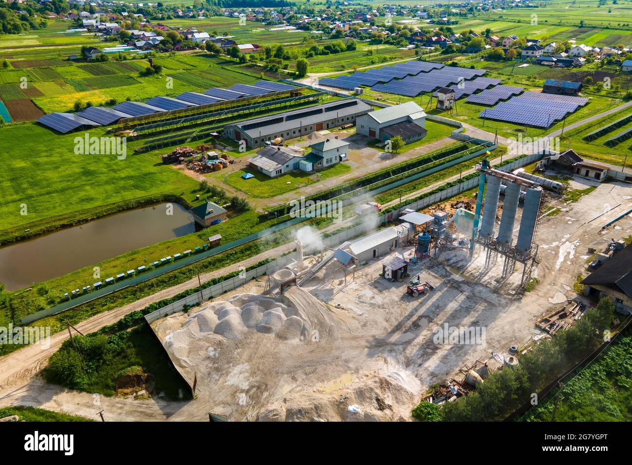 Processing factory at mining site producing cement construction ...
