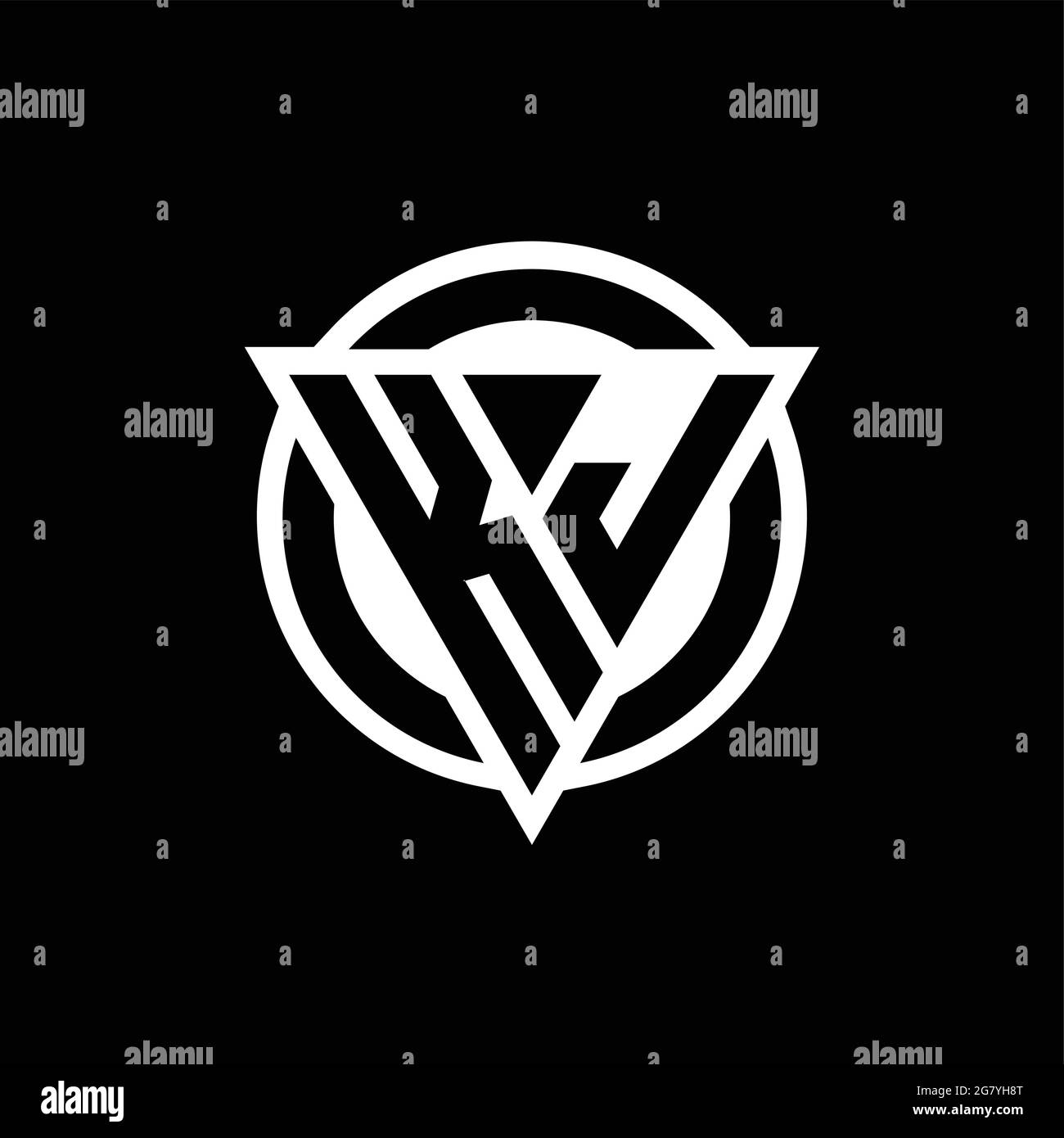 KJ logo with negative space triangle shape and circle rounded design ...