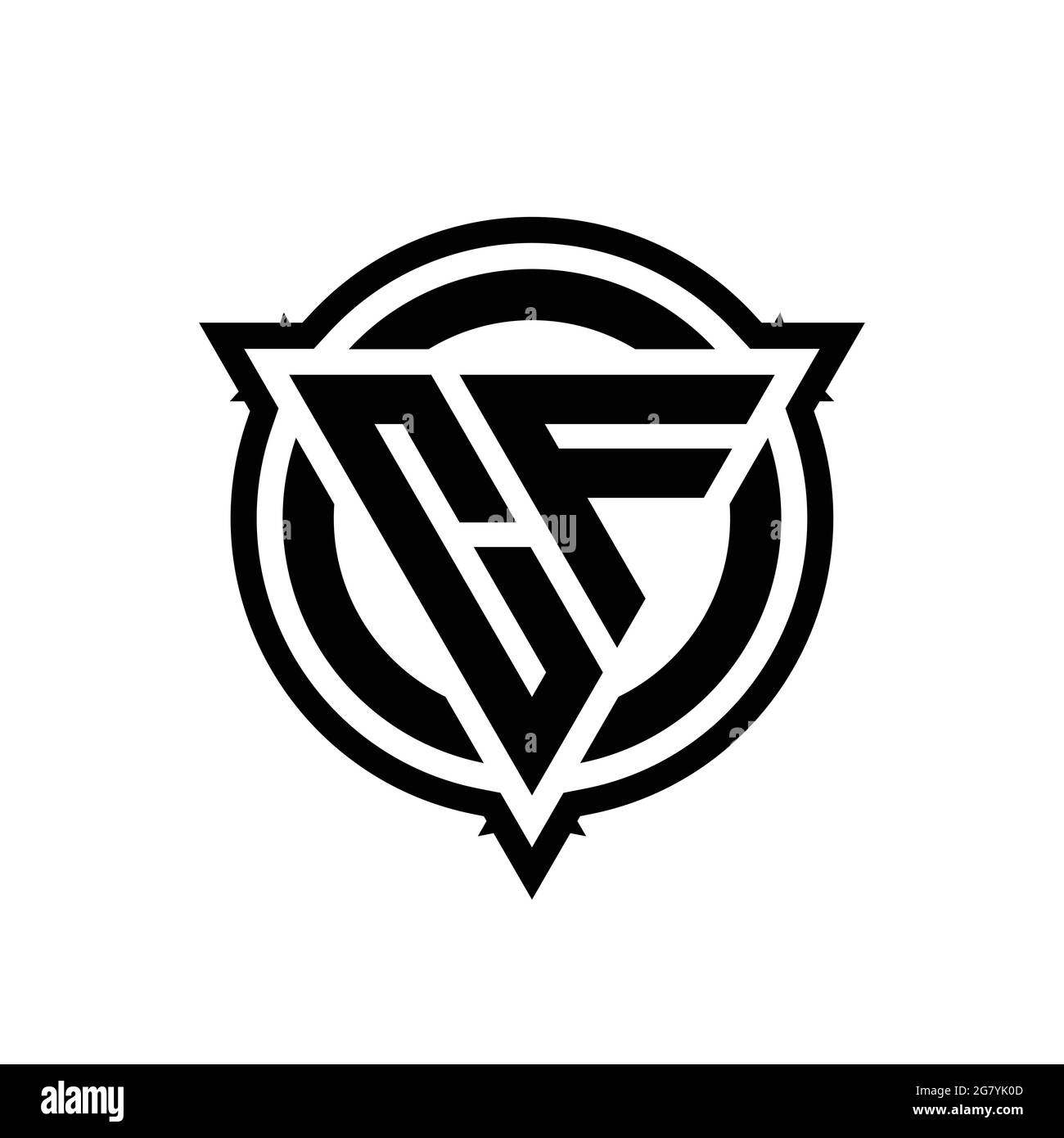 CF logo with triangle shape and circle with outline rounded design ...
